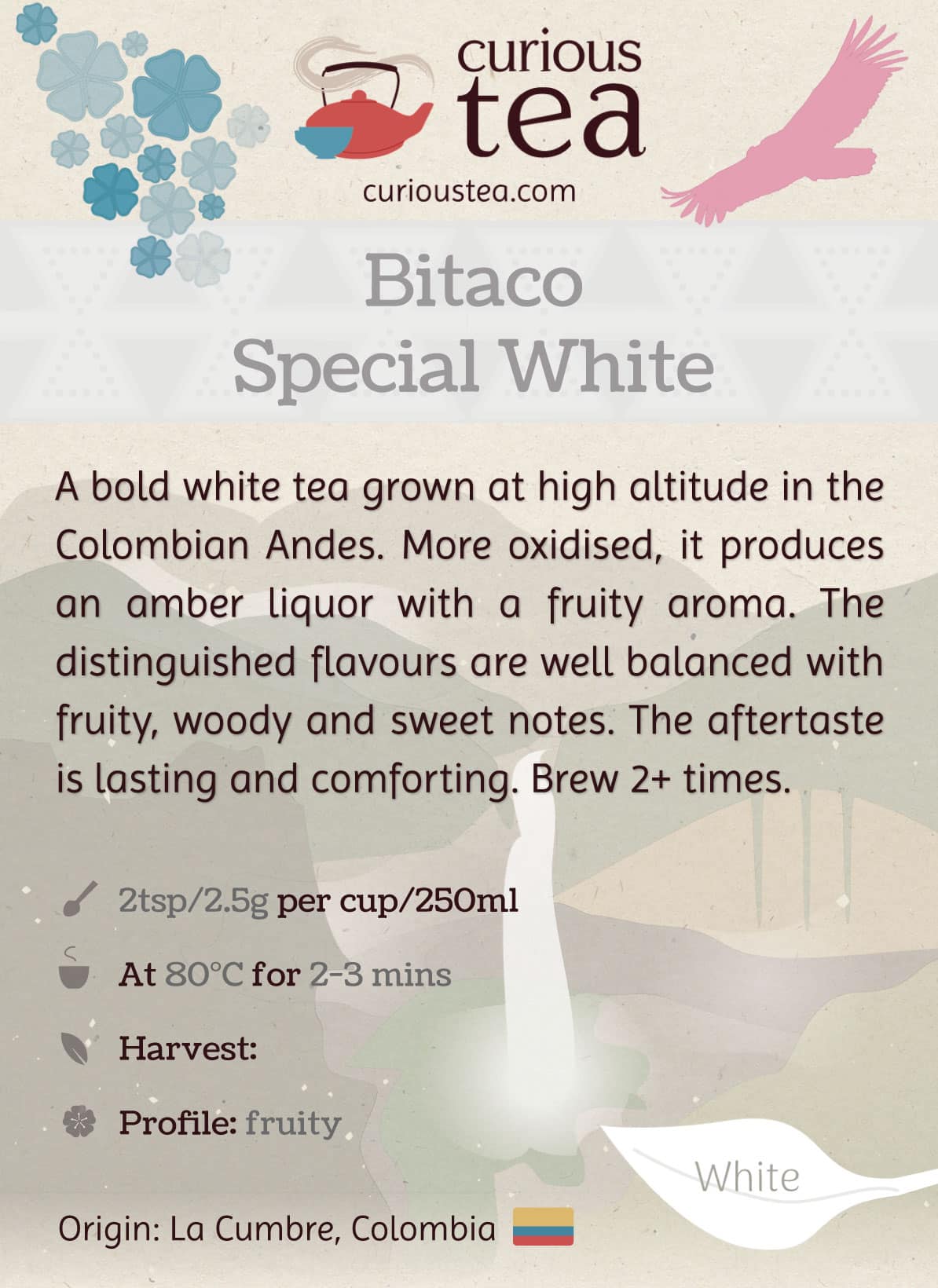 Bitaco Special White | Colombian White Tea | Curious Tea